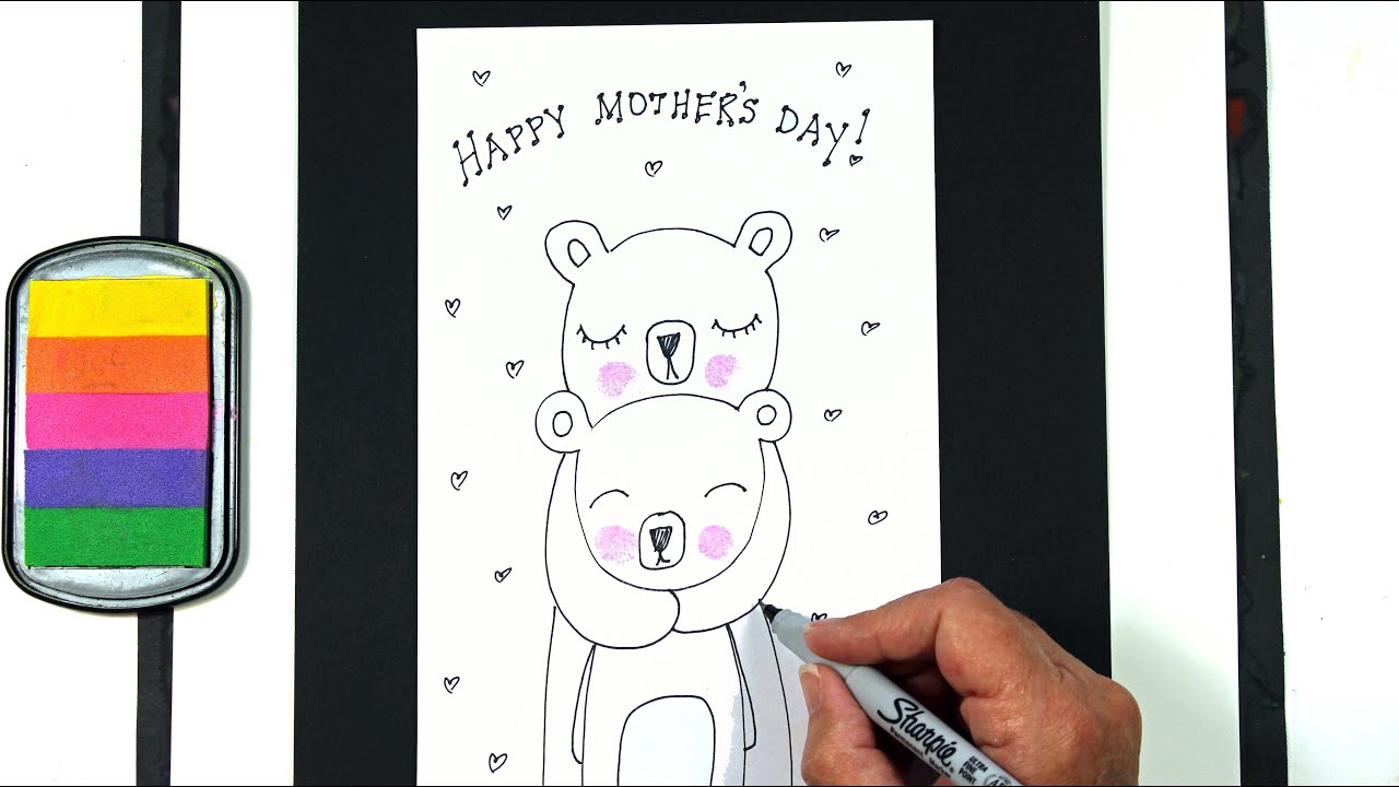 How to Draw Cute Bears for Mother's Day - YouTube
