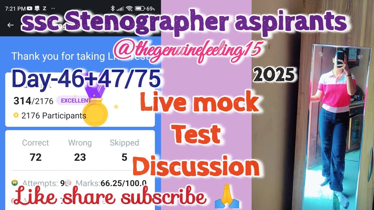 SSC STENOGRAPHER ASPIRANTS LIVE MINI MOCK TEST 4 ANALYSIS |Day-46+47/75 ...