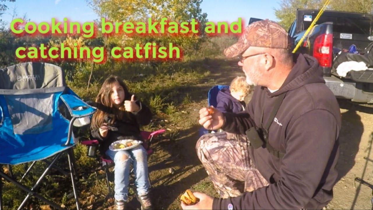 Catching catfish and cooking breakfast with the kids - YouTube