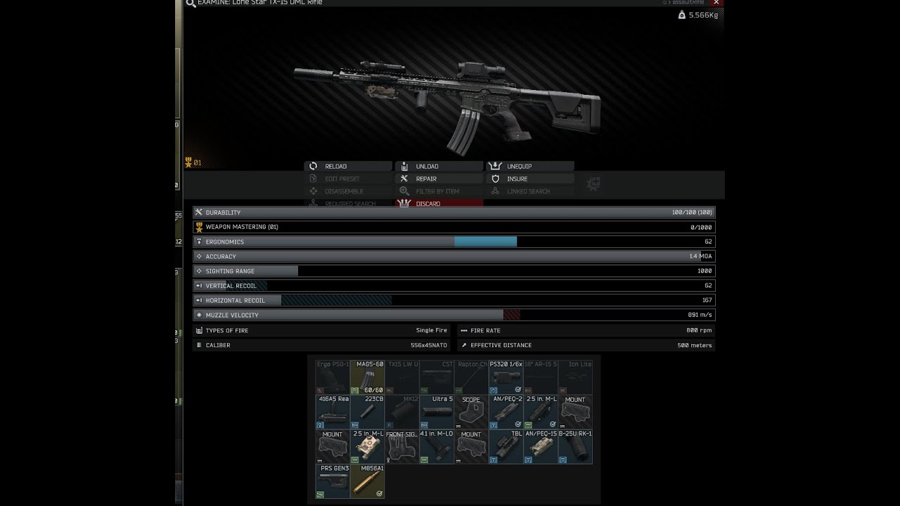 LONE STAR TX-15 DML RIFLE IN Escape from tarkov - YouTube