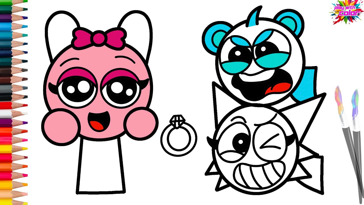 How to Draw funny Sky and Pinki from Sprunki | Easy tutorial - YouTube