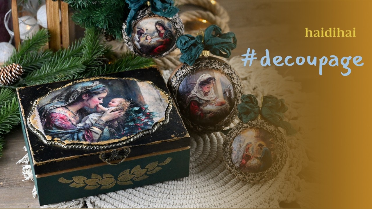 How to Create a Stunning Nativity Gift Set | Decoupage Box & Ornaments ...