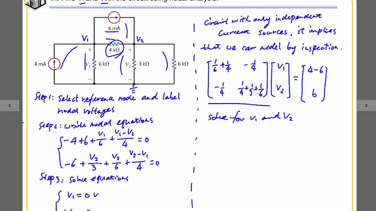 ch3 nodal analysis example 2 - YouTube