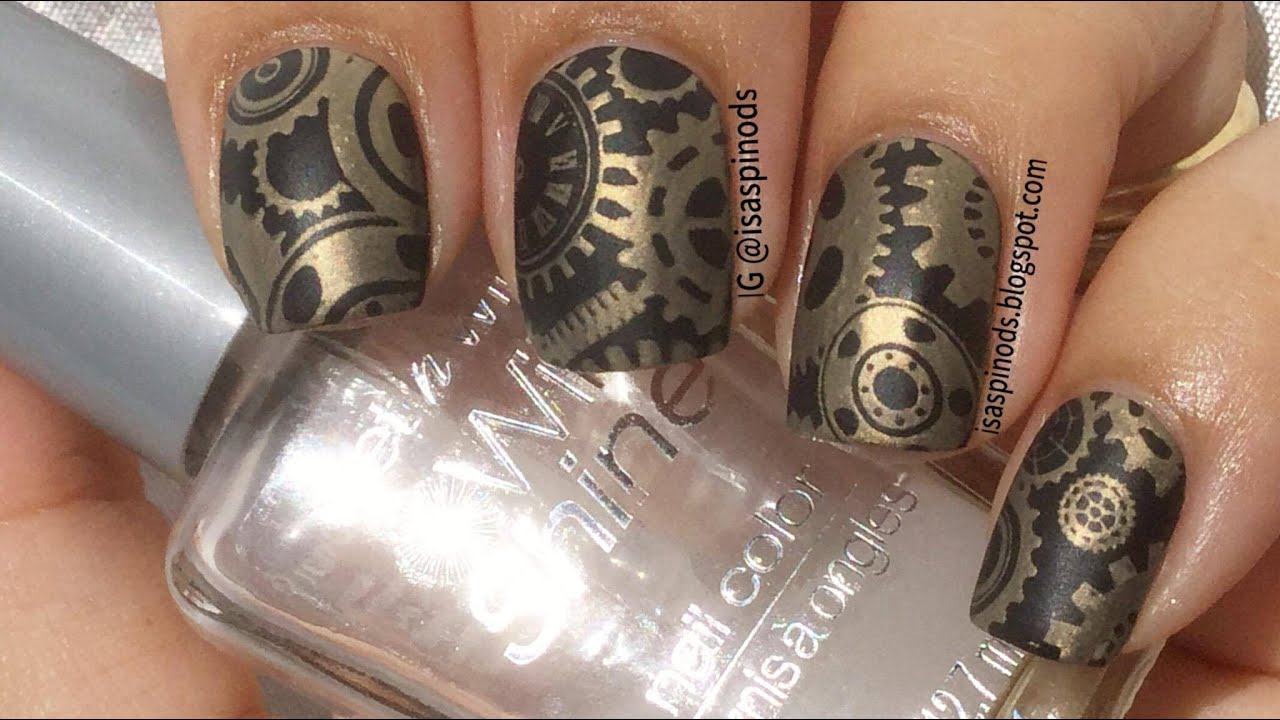 Stamping Steampunk Nail Art - Harunouta - YouTube