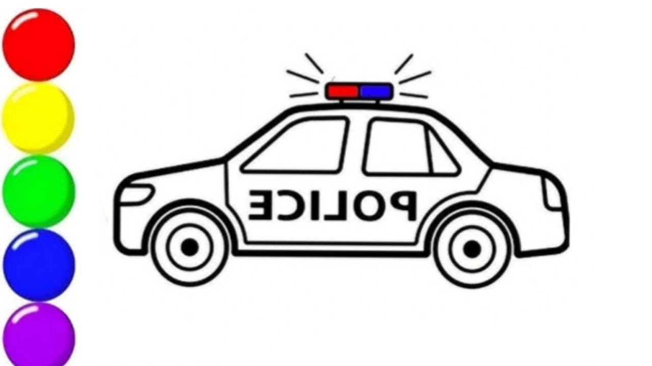 Menggambar dan mewarnai mobil polisi | drawing and coloring a police ...