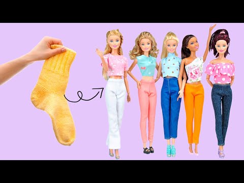 👚 10 DIY No Sew No Glue Barbie Doll Clothes EASY! 👚