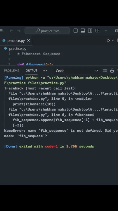 Fibonacci Sequence Python Pythonprogrammingcodinglearnpython Pythonforbeginners Youtube