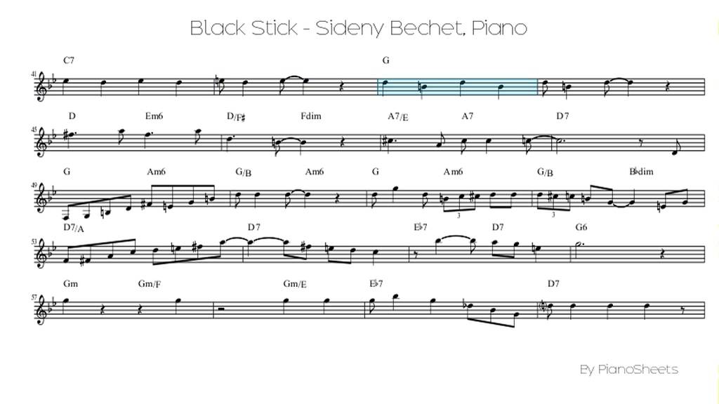 Black Stick - Sideny Bechet [Piano Solo] - YouTube
