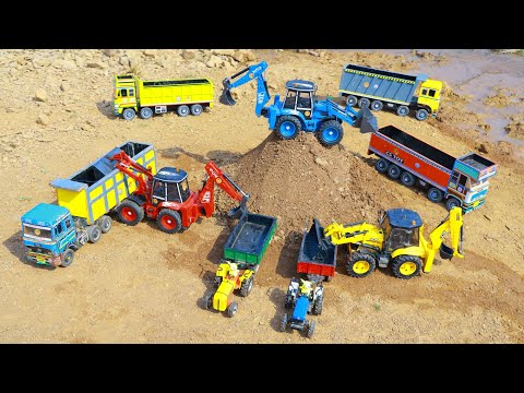 Jcb loading sand truck tractor | Swaraj tipper mahindra truck Accident pulling tractor jcb ? CS Toy 