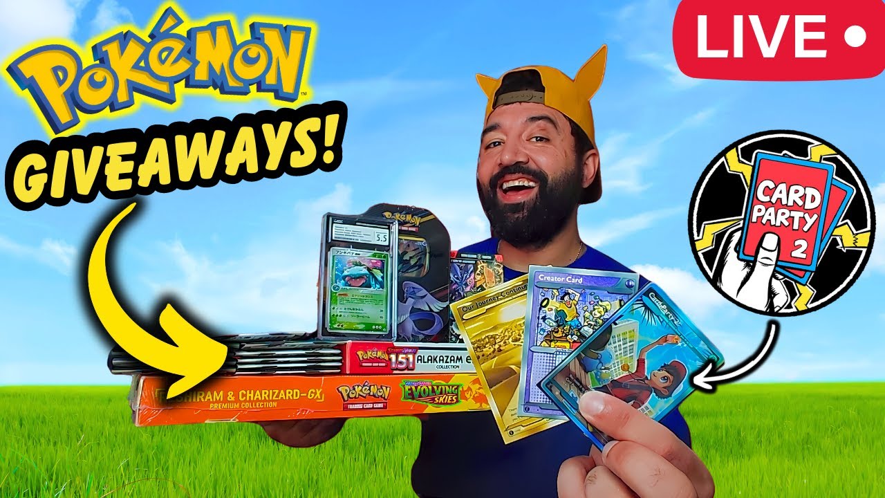 LIVE🔴 Giving Away Pokemon Cards & Card Party SWAG - YouTube