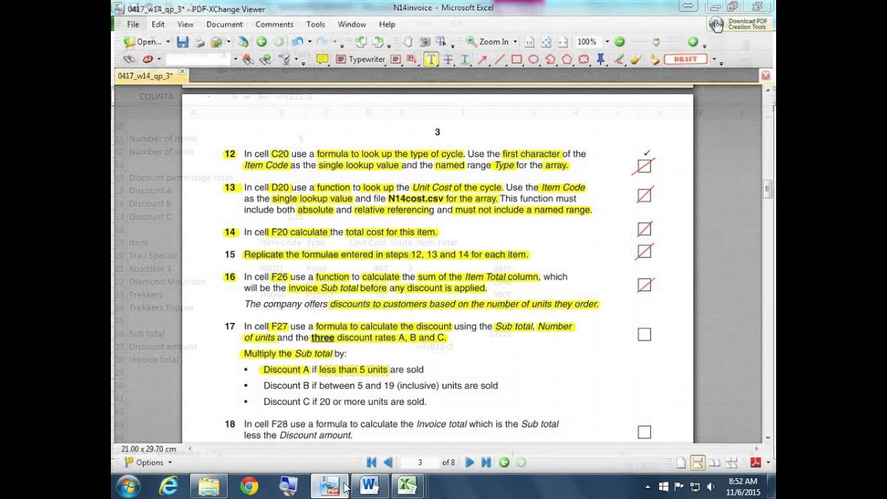 IGCSE ICT 0417 2014 Nov P3 Spreadsheet Portion 4/6 Steps 15-17 - YouTube