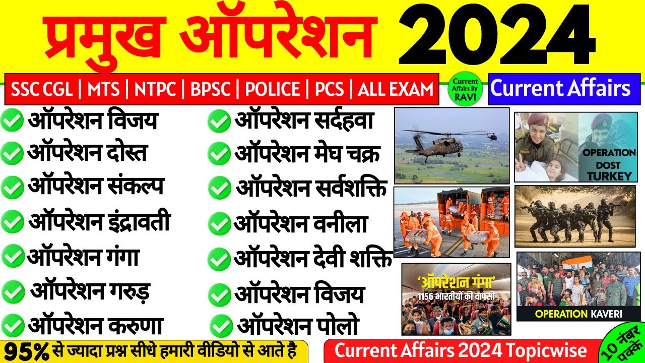 प्रमुख ऑपरेशन 2024 | Pramukh Operation 2024 | Important Operation 2024 | Current Affairs 2024 ...