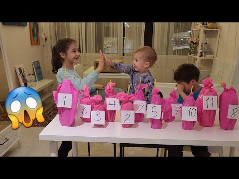 Eylül ve Poyraz Pembe Kağıttaki İçecekleri Tahmin Etmeye Çalıştı. İçecek Challenge | fun kids video
