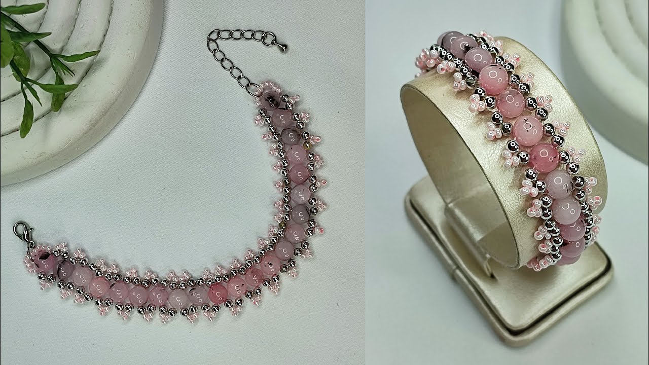 DIY Pink Stone Beads Bracelet | Beaded Bracelet Tutorial - YouTube