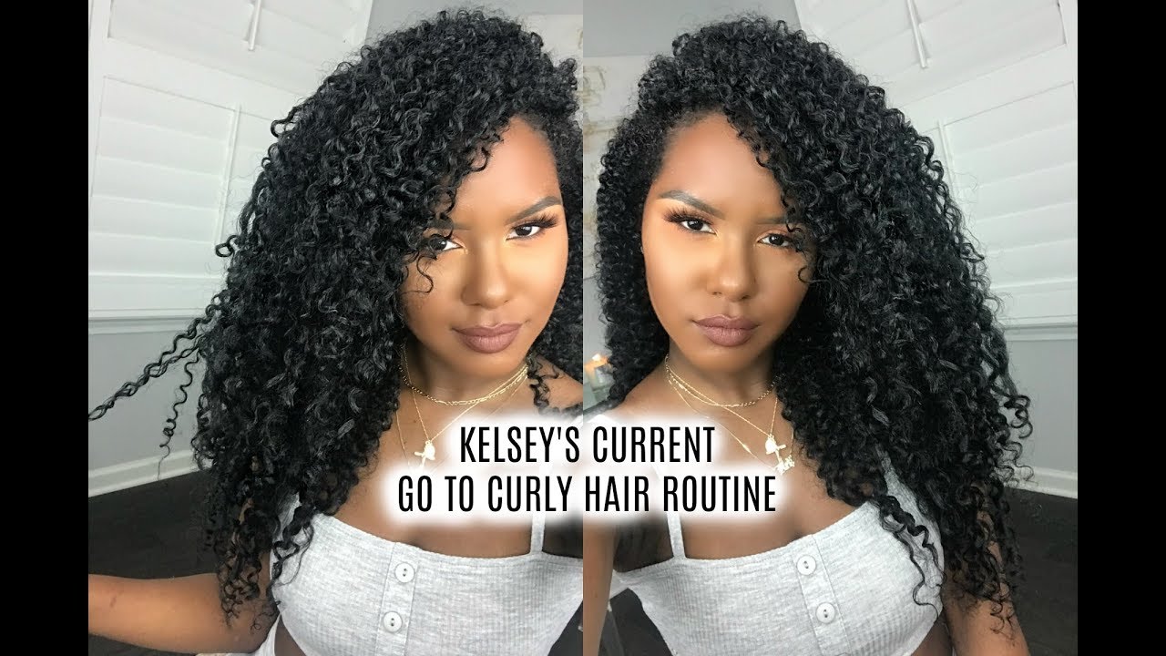 KELSEY'S CURRENT GO TO CURLY HAIR ROUTINE - YouTube