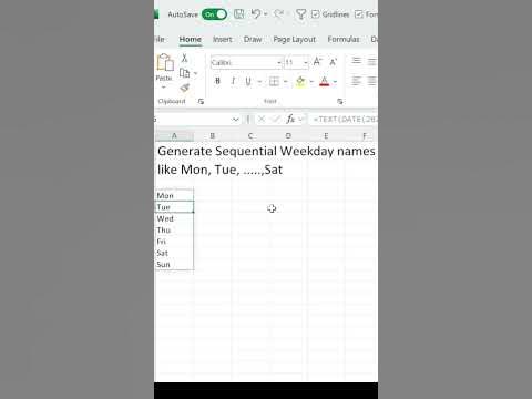 Mastering Excel: Generate Sequential Weekday Names (Mon, Tue, ..., Sat) with Formulas! #shorts ...