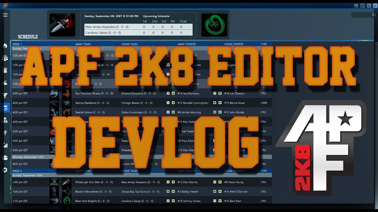 NEW APF 2K8 ROSTER EDITOR UPDATE - YouTube