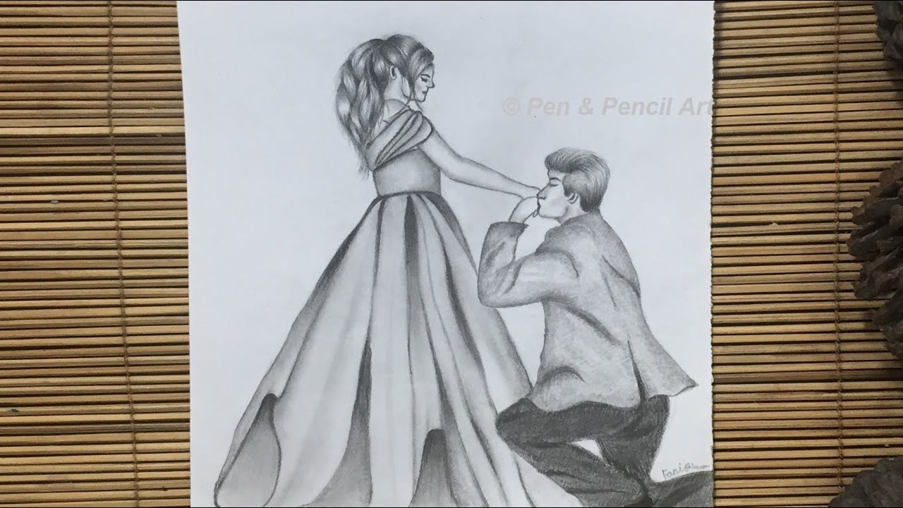 How to Draw a Romantic Couple // Valentines Day Drawing // Easy Pencil ...