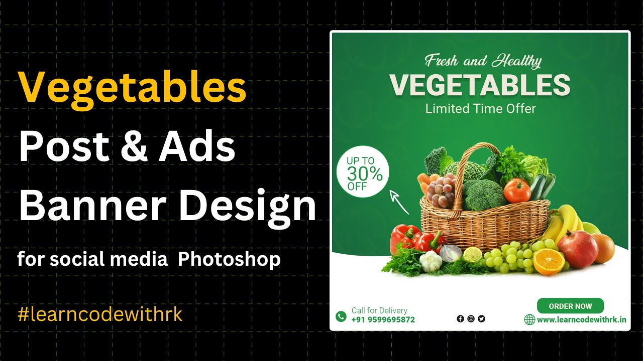 Vegetables post & ads banner design | Healthy vegetables post design ...