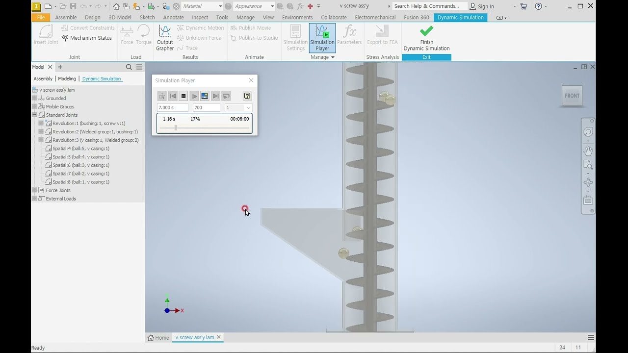 Inventor Vertical Screw Conveyor Feed Simulation #5 (인벤터 수직 스크류 콘베어 이송 ...