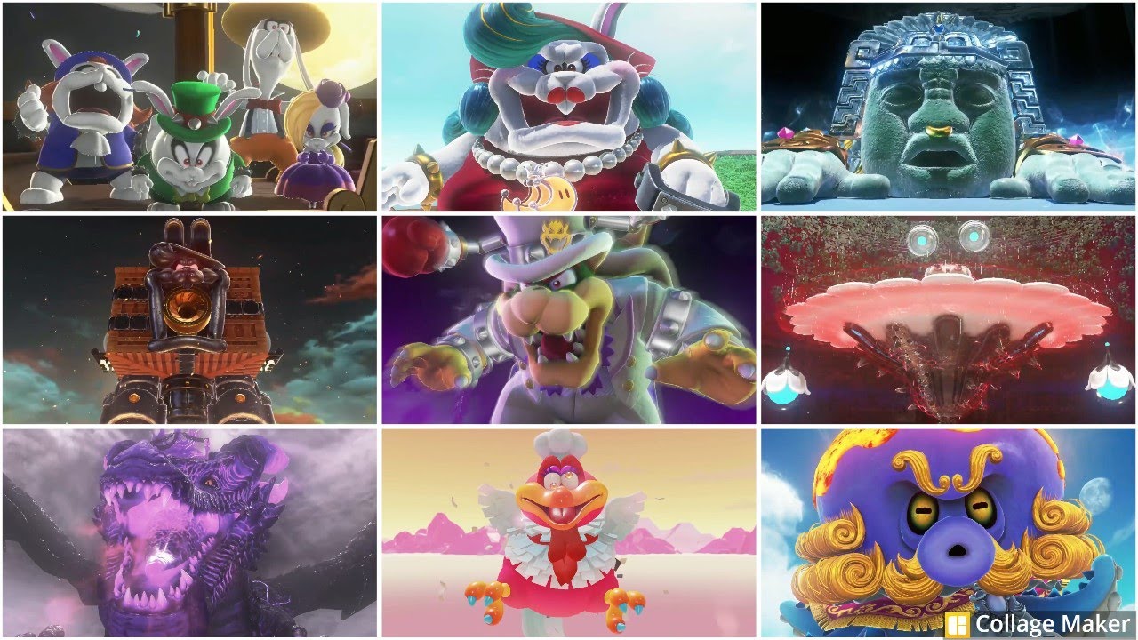 Super Mario Odyssey - All Bosses + Cutscenes (No Damage) - YouTube