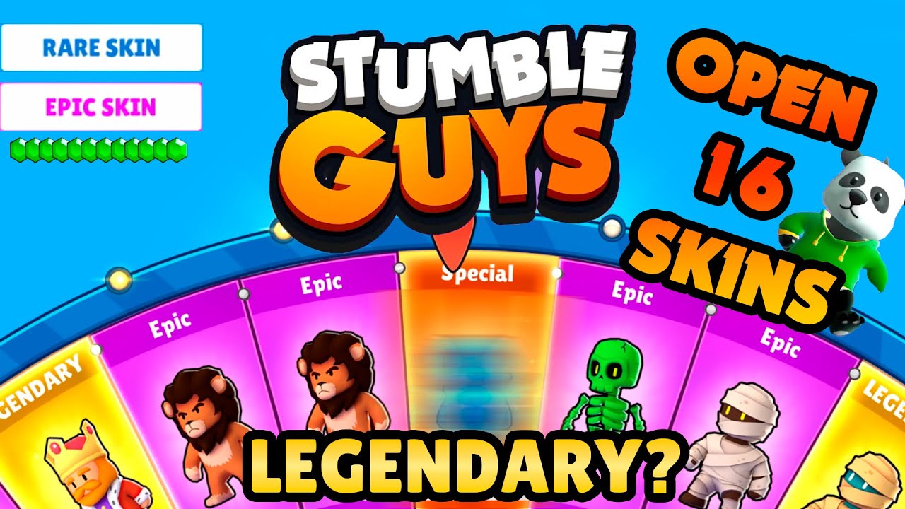 STUMBLE GUYS OPEN 16 RARE and EPIC SKINS - YouTube