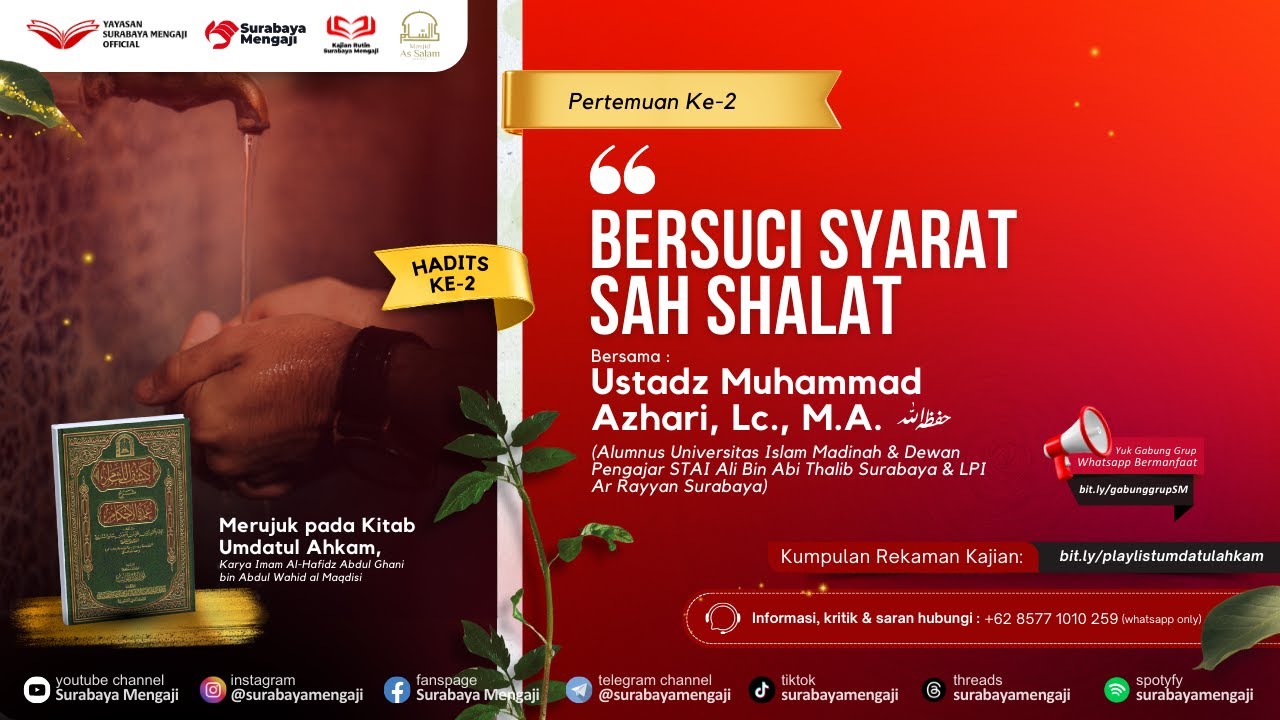 Kitab Umdatul Ahkam (02): Bersuci Syarat Sah Shalat - Ustadz Muhammad ...