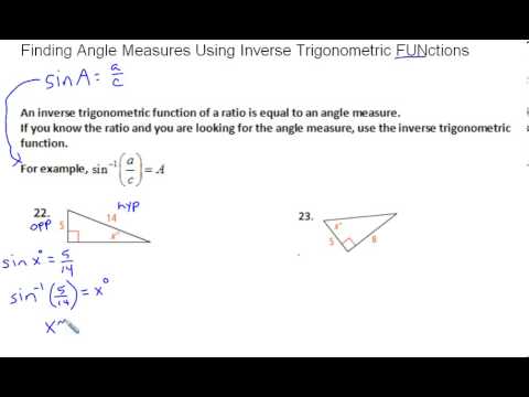 Inverse Trig Fctns to find angle measures - YouTube
