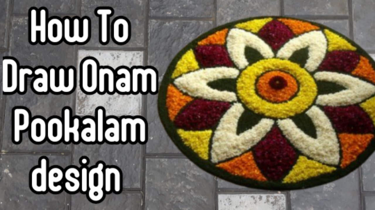 How To Draw Onam Pookalam Design | Step By Step Simple Pookalam Design ...
