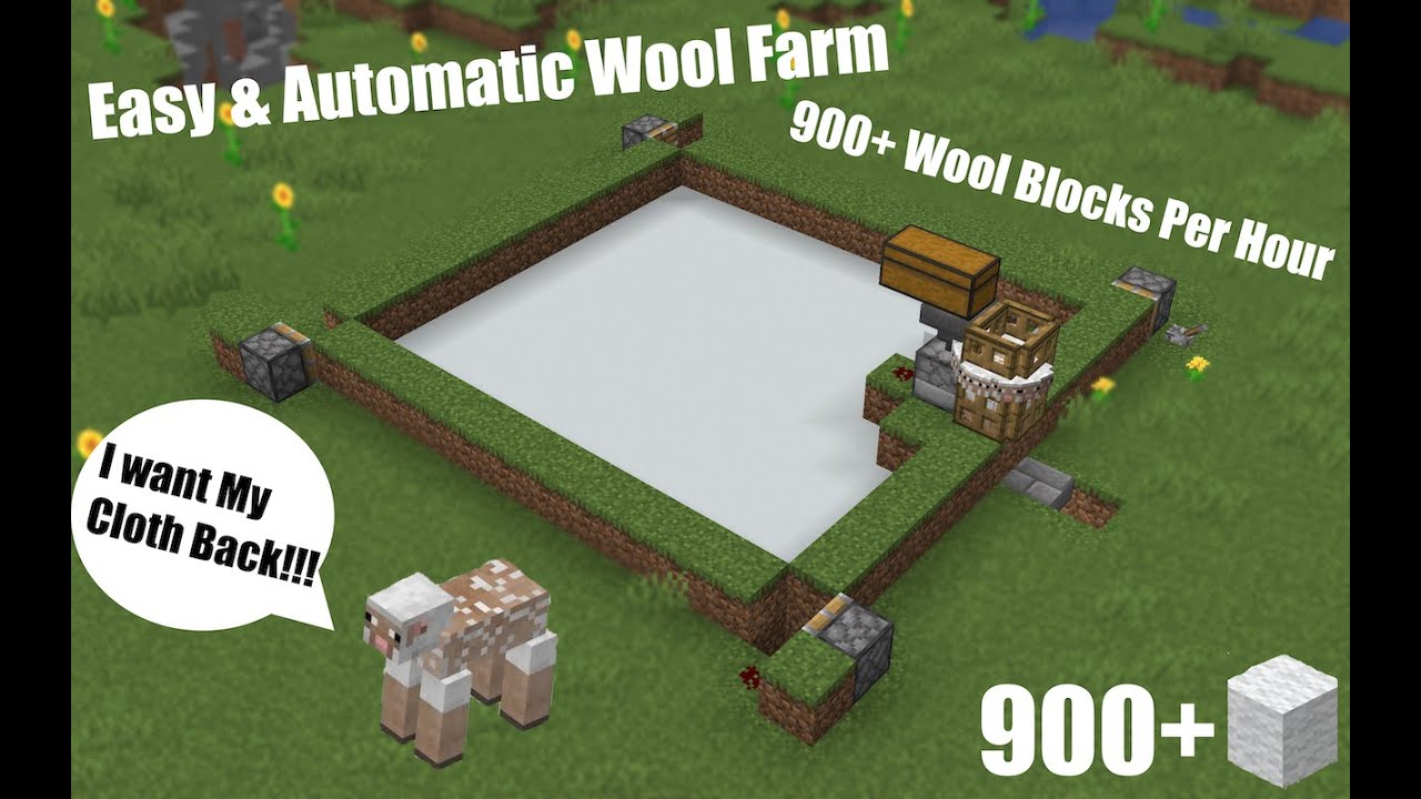 Easy & Automatic Minecraft Wool Farm - 900+ wool blocks per hour - YouTube