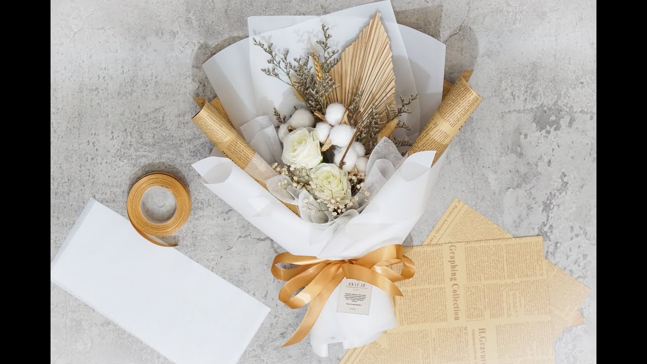 Membuat buket dried flower - buket bunga kering - YouTube