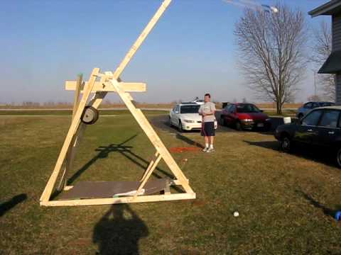 trebuchet side angle 400 foot shot! - YouTube