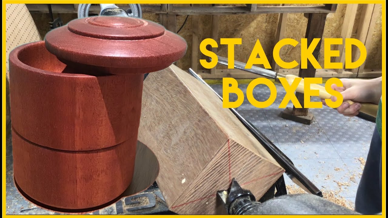Stacked lidded boxes(And New Lathe) - Mahogany Woodturning - YouTube