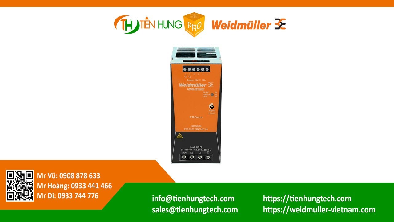 WEIDMULLER - BỘ NGUỒN PRO ECO3 240W 24V 10A - 1469540000 TIENHUNGTECH ...