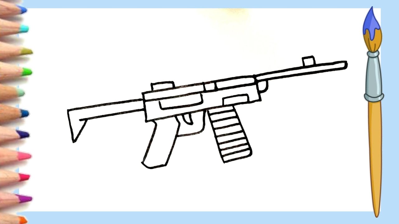 How To Draw A Long Gun For Kids || Learn To Draw A Cute Gun - step by ...