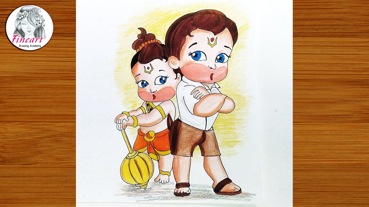 how to draw Cute bal hanuman drawing| hanuman ji drawing, little ...