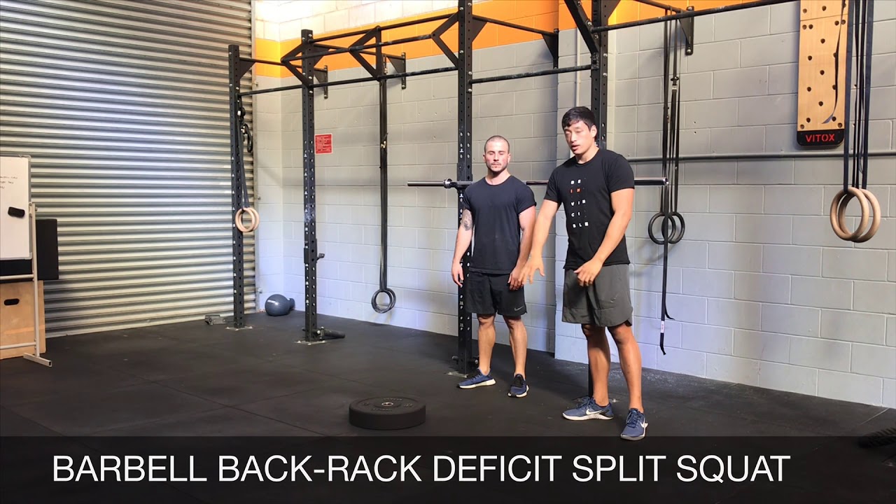 BARBELL BACK-RACK DEFICIT SPLIT SQUATS - YouTube
