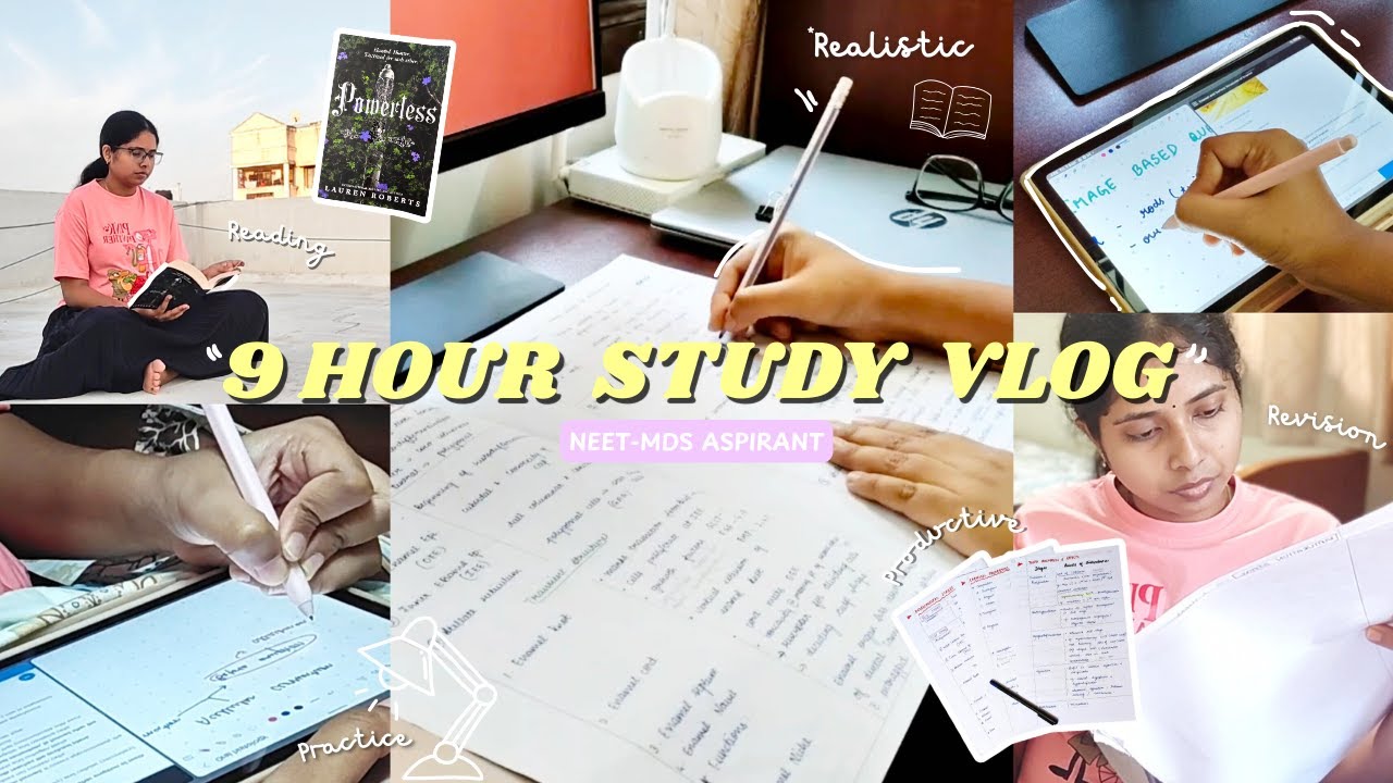 STUDY VLOG 📓 🏼 Productive Studying for 9 hours, Calm & Realistic 📚 ...