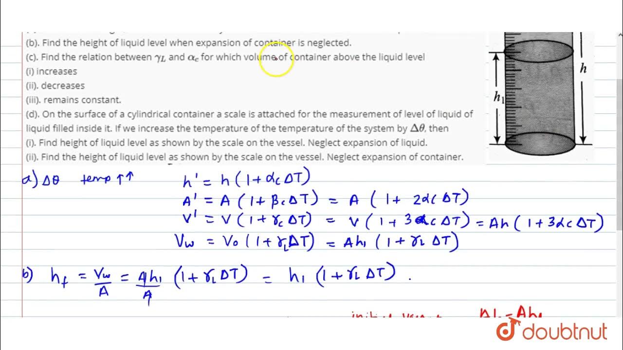 Consider a cylindrical container of cross-section area A length h and having coefficient of line ...