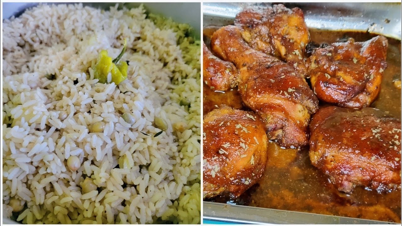 LET'S COOK WITH ME || OVEN BAKED CHICKEN || GUNGO RICE & PEAS ...