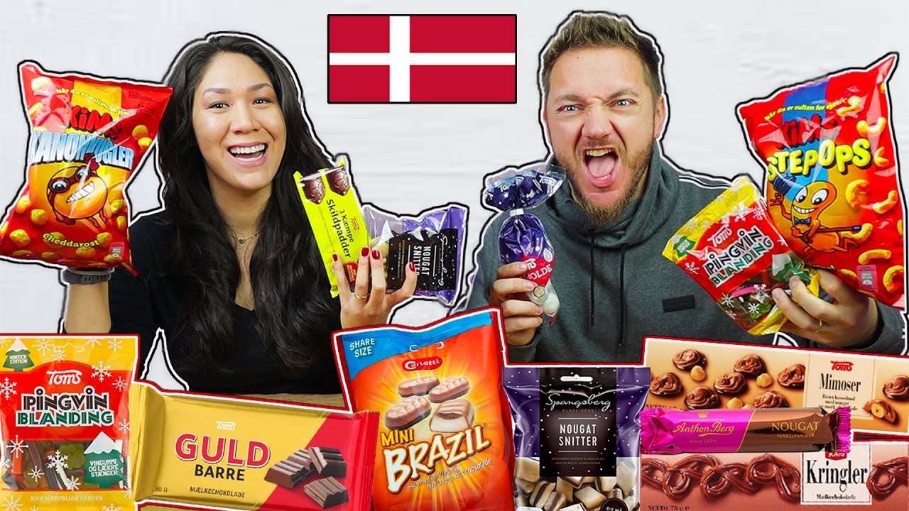 American & German Try DANISH SNACKS & CANDY for the First Time! - YouTube