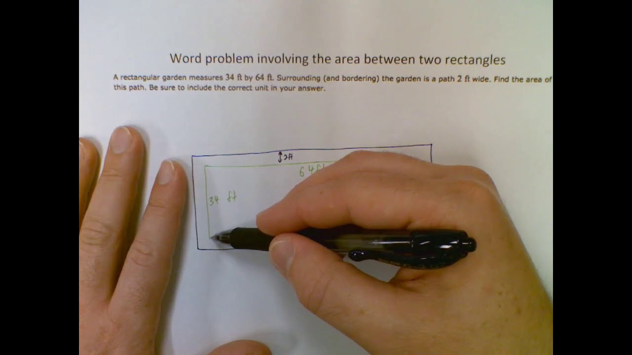 Geometry - Word problem involving the area between two rectangles - YouTube