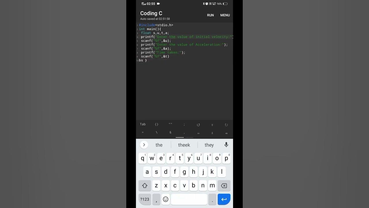 c-program-to-evaluate-s-ut-1-2at-2-equation-youtube