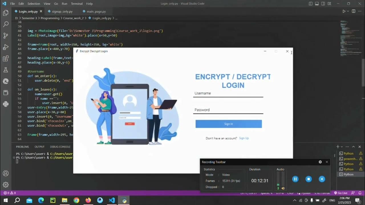 Login system || secret message encryption decryption || python based gui || PYTHON GUI - YouTube
