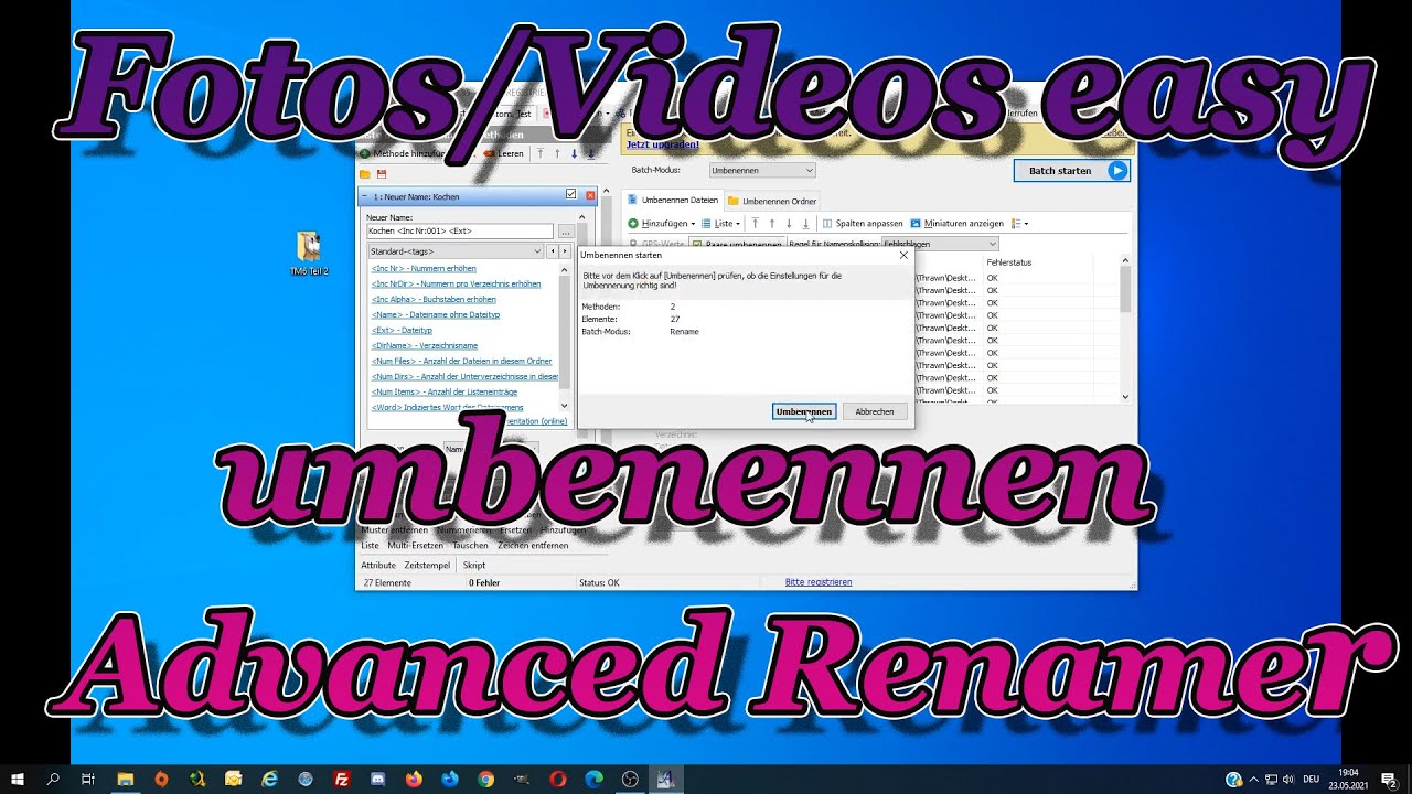 Videos und Fotos super easy Umbenennen!!! Advanced Renamer - YouTube