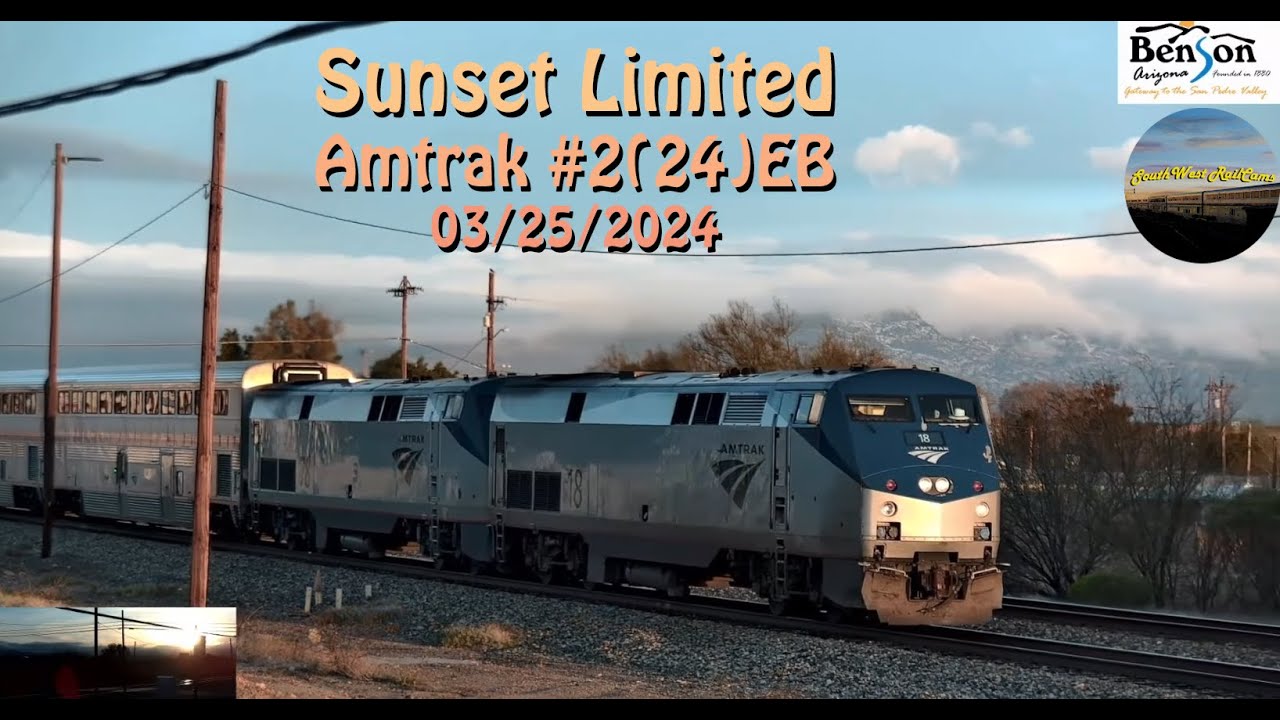 Amtrak #2 (24) Sunset Limited (18-78 x 7) - 03/25/2024 - YouTube