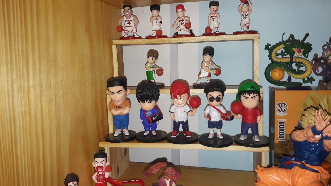 como hice un estante para las figuras o muñecos (slam dunk) - YouTube