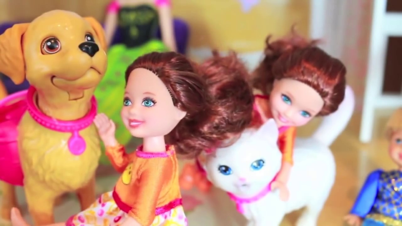 Barbie Sisters Get a Pet Cat Fluffy - YouTube