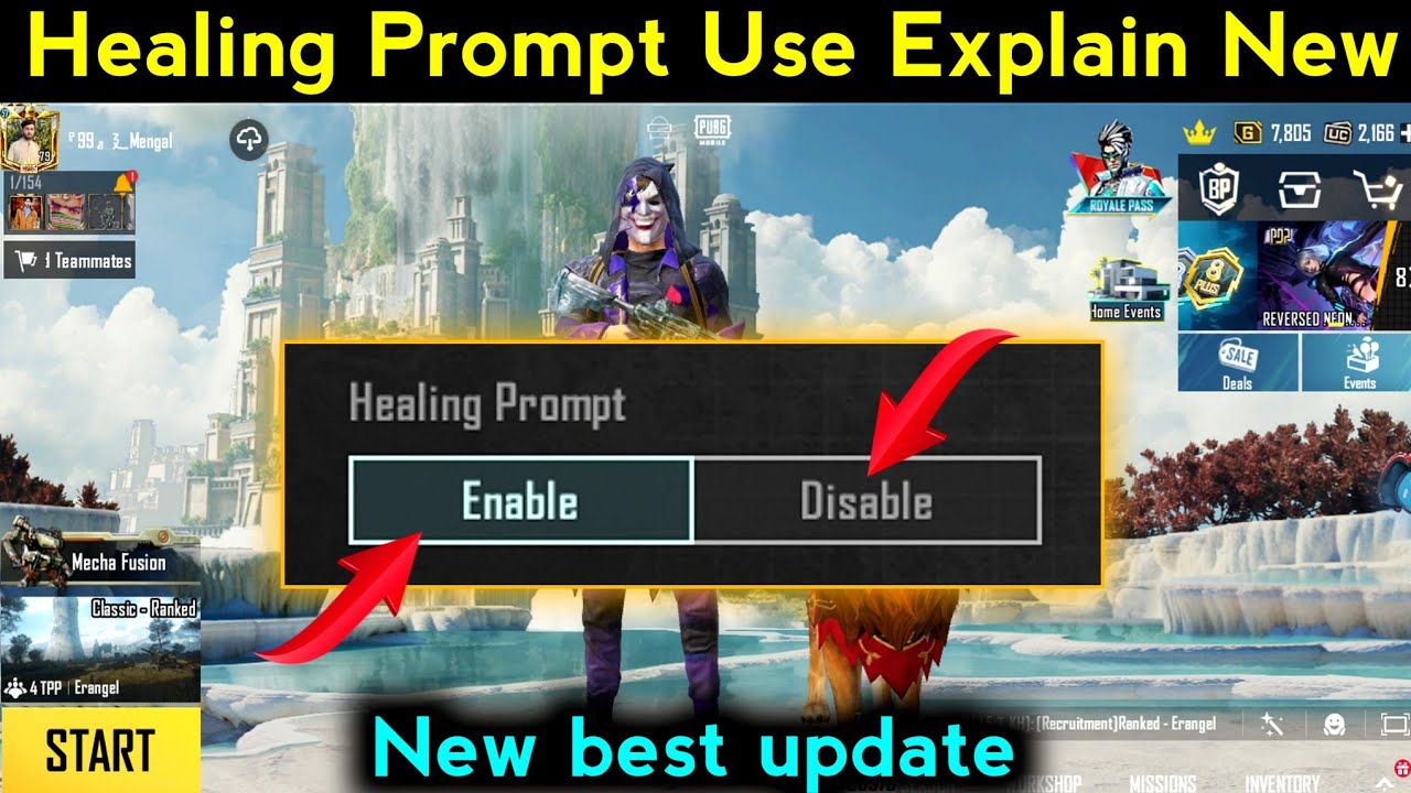 how to Use healing prompt setting in bgmi/pubg || healing prompt ...