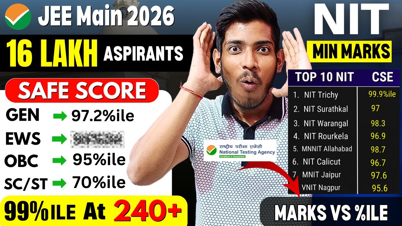 JEE Main 2026 Cutoff: Marks vs Percentile 🤯| Top 10 NIT CSE Cutoff ...